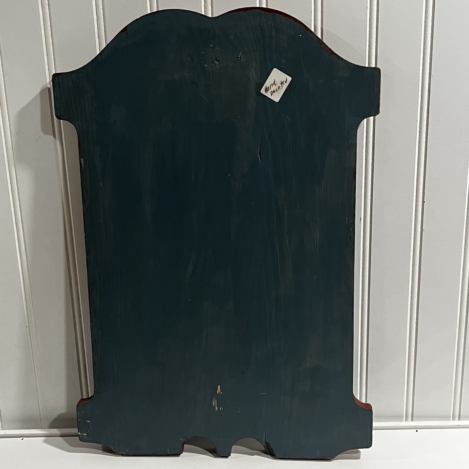 Folk Art Tole Painted Welcome Wood Plaque Couple with Tree VINTAGE ...