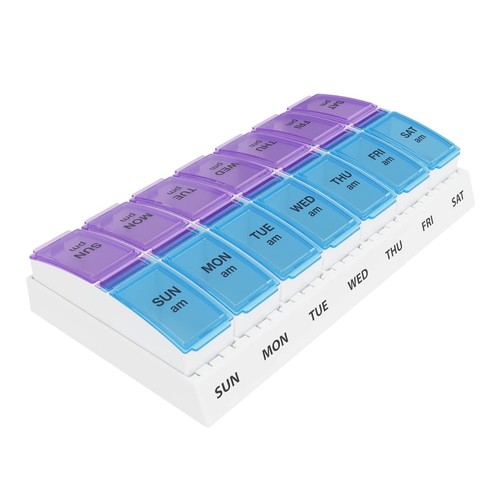 Weekly AM/PM Pill Organizer, 7-Day Vitamin Container and Daily ...
