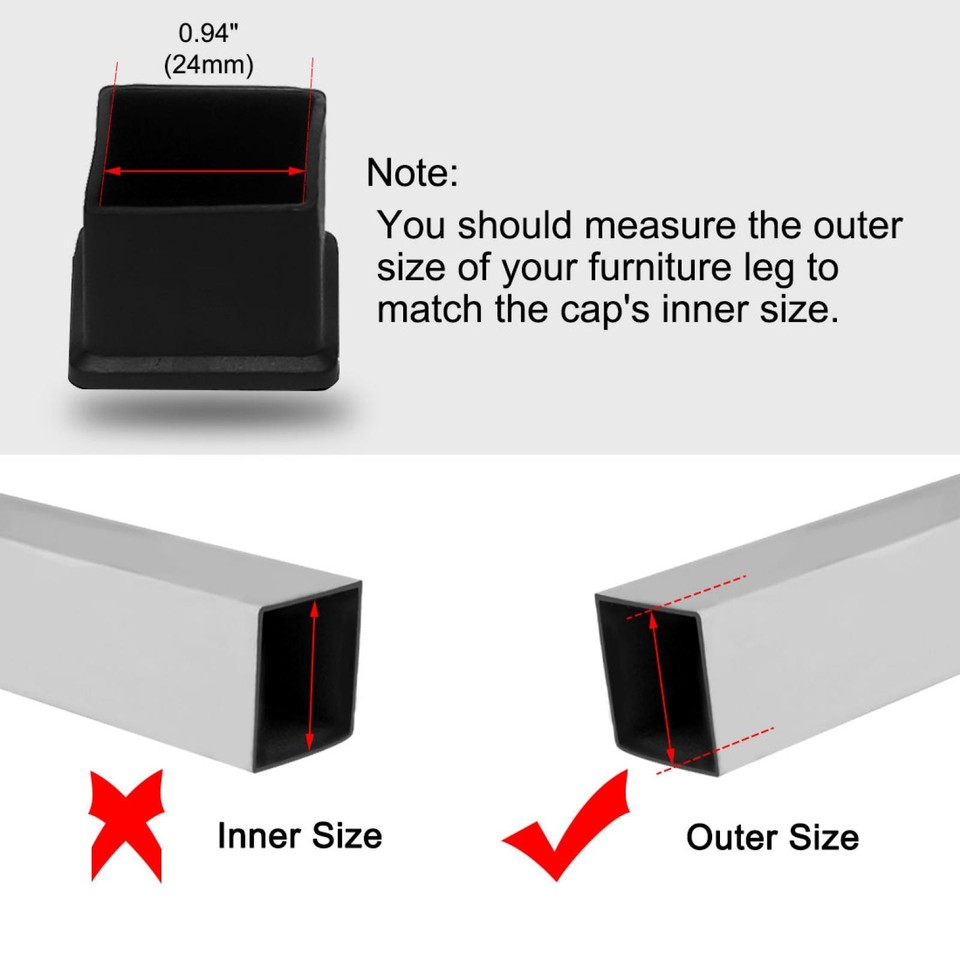 Chair Leg Caps Furniture Feet Slider Desk Floor Protector 6pcs 1"x1 ...
