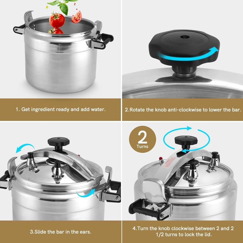 26 Quart Clamp On Pressure Cooker, Aluminum Pressure Cooker with ...