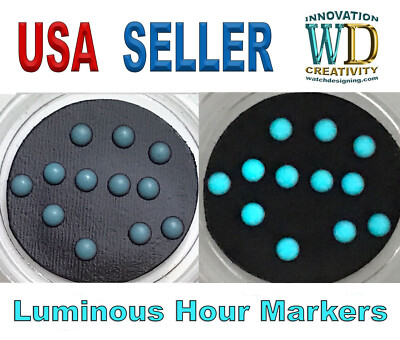 Watch Dial Hour Markers 12 pieces BLUE LUME Round 2.10mm Numerals Dot ...