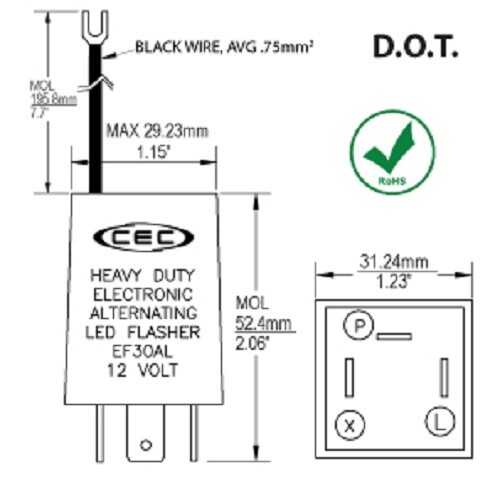 Alternating LED Compatible Auto Flasher 3 Prong EF30AL Wig Wag, 15 Amp ...
