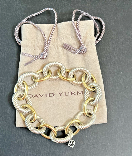David Yurman Chain Collection Large Oval Link Bracelet With 18K Gold ...