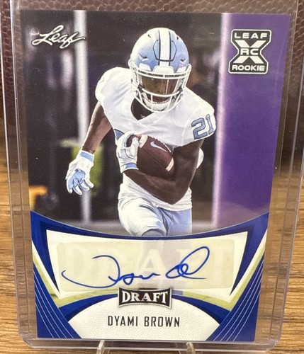 2021 Leaf Football Draft Blue Autograph Card Dyami Brown Carolina ...