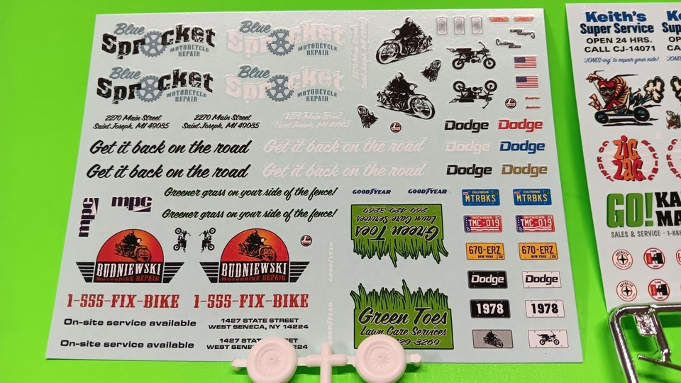 Rupp Mini Bike Decal Sheet Dodge Truck Pickup 1/25 AMT Diorama Garage ...