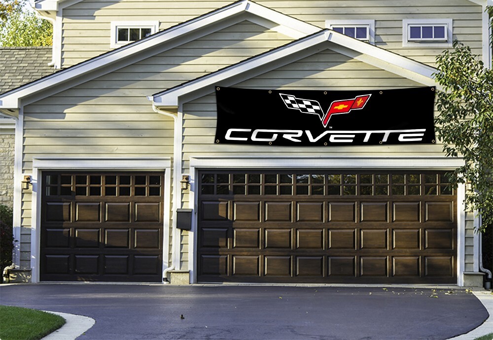 Corvette Banner Flag 2x8FT Racing Car Show Wall Decor Flag Garage Shop ...
