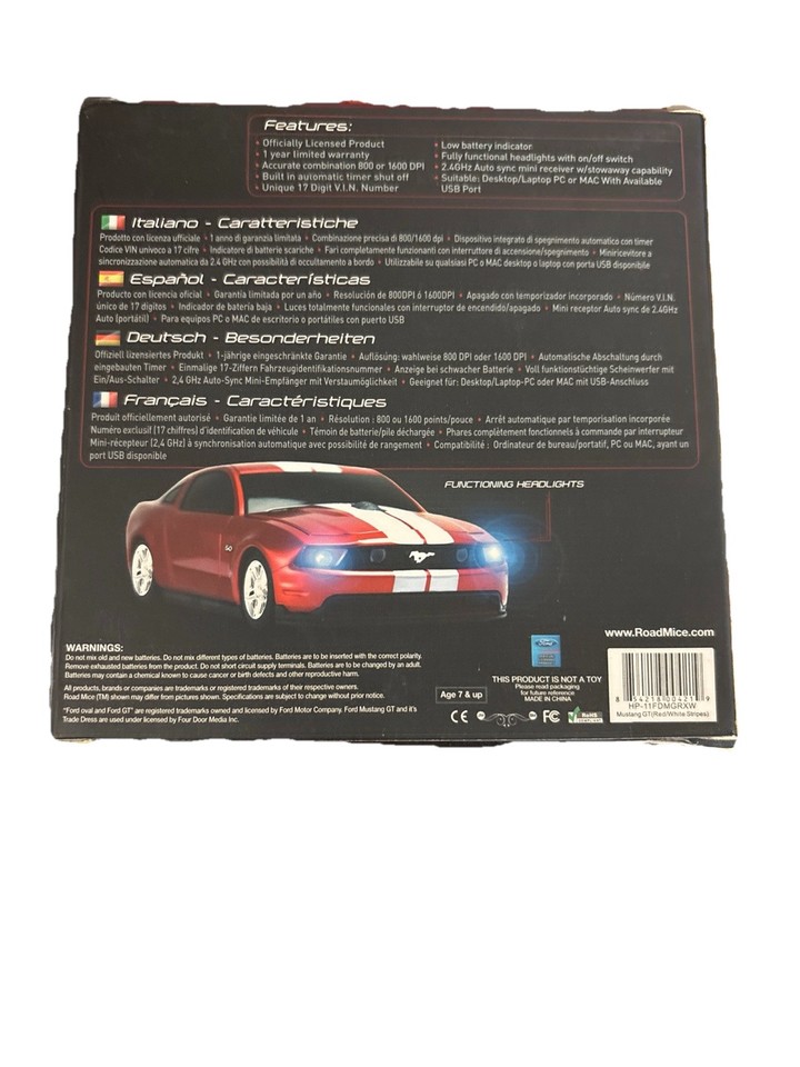 Original Road Mice Ford Mustang GT Red Wireless Computer Mouse with ...