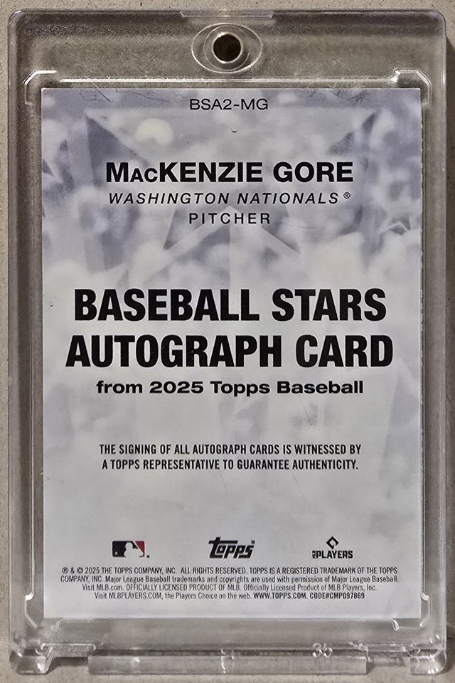 MacKENZIE GORE 2025 Topps Series 2 Baseball Stars AUTOGRAPH Washington ...