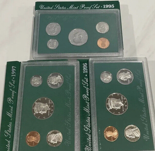 US Proof SETS - 1995 1996 1997 with Original Boxes & COA Spec Sheet | eBay