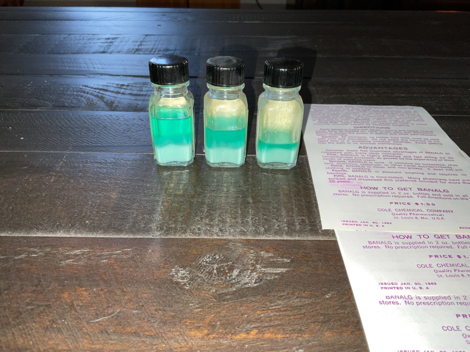 Vintage Cole Banalg Liniment - 3 Partially Full Bottles With ...