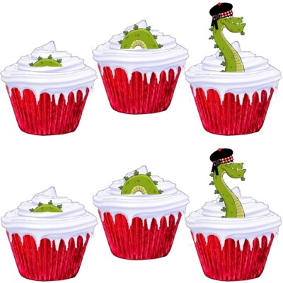 24 Loch Ness Monster Nessie Stand Up Cup Cake Toppers Edible Party ...