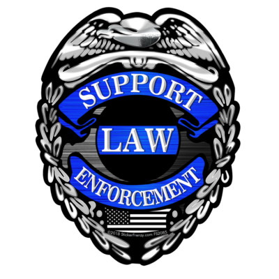 SUPPORT LAW ENFORCEMENT Badge Sticker - FS2085 Thin Blue Line Bumper ...