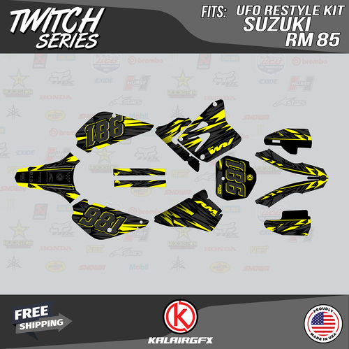Graphics Kit for Suzuki RM85 (2001-2023) UFO RESTYLE TWITCH-Yellow | eBay