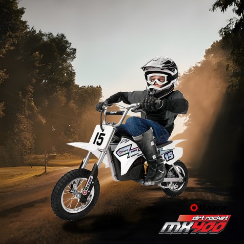 Razor MX400 Dirt Rocket 24V Electric Motocross Dirt Bike, White (Open ...