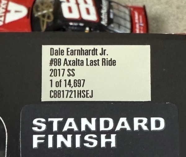 🏁 Dale Earnhardt Jr Signed 2017 Axalta Last Ride 1:24 Scale NASCAR ...