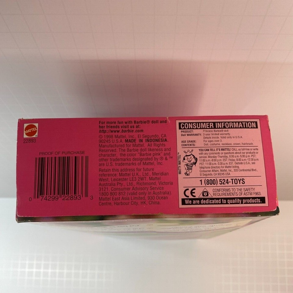 1998 Princess Barbie Mattel #22893- Royal Princess - New In Box Vintage ...