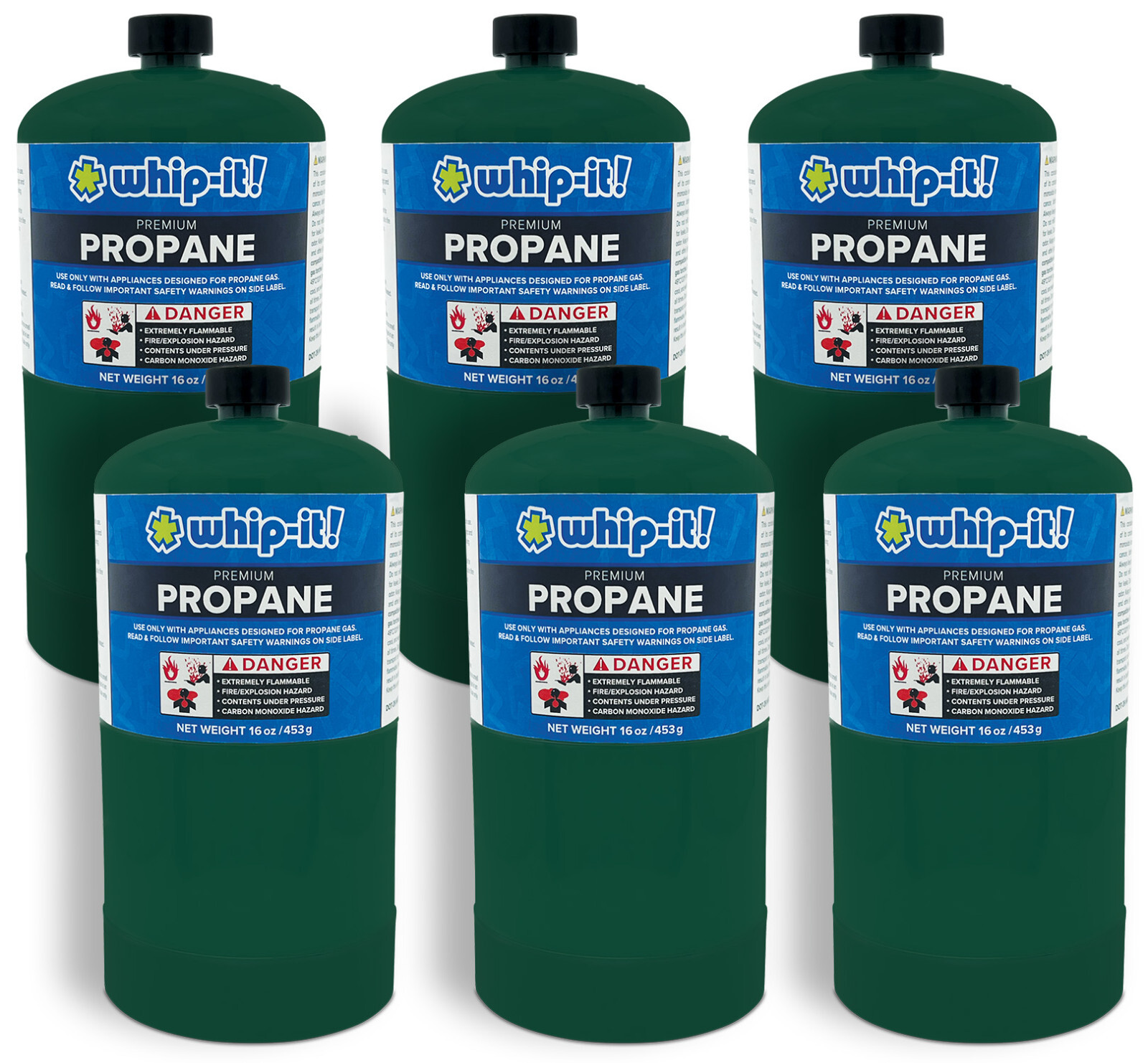 Whip It 6 pk Propane 16 Oz 1lb GAS Fuel Cylinder Camping Not Coleman ...