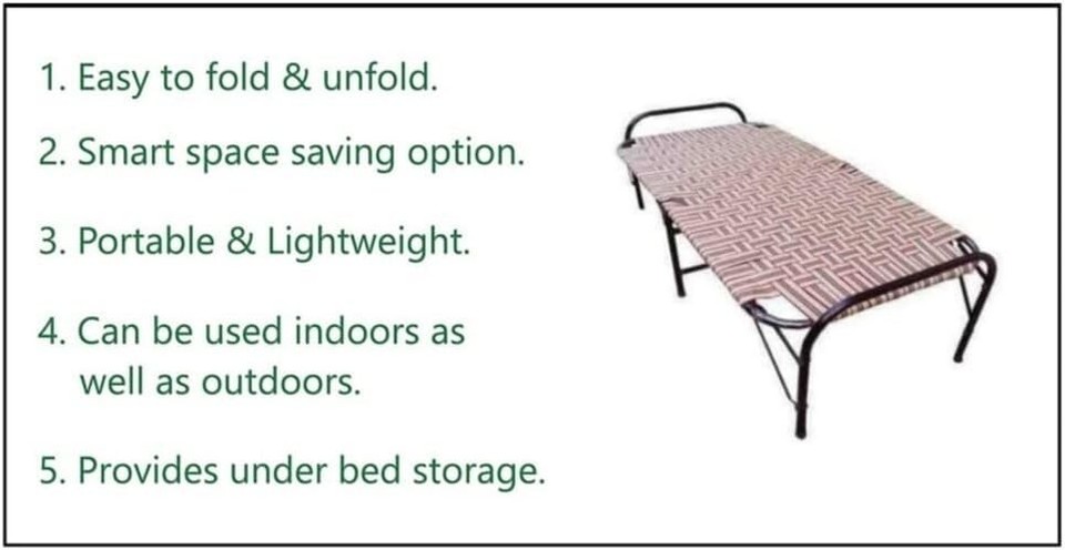 INDIAN MANJA FOLDING PORTABLE SINGLE BED CAMPING BED GARDEN BED INDOOR ...