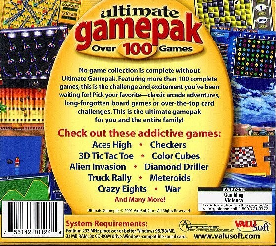 Ultimate Gamepak (Over 100 Games) (PC-CD, 2001) - NEW CD in SLEEVE ...