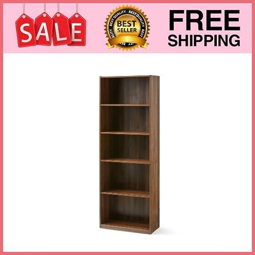 Mainstays 5-Shelf Bookcase with Adjustable Shelves, Canyon Walnut | eBay