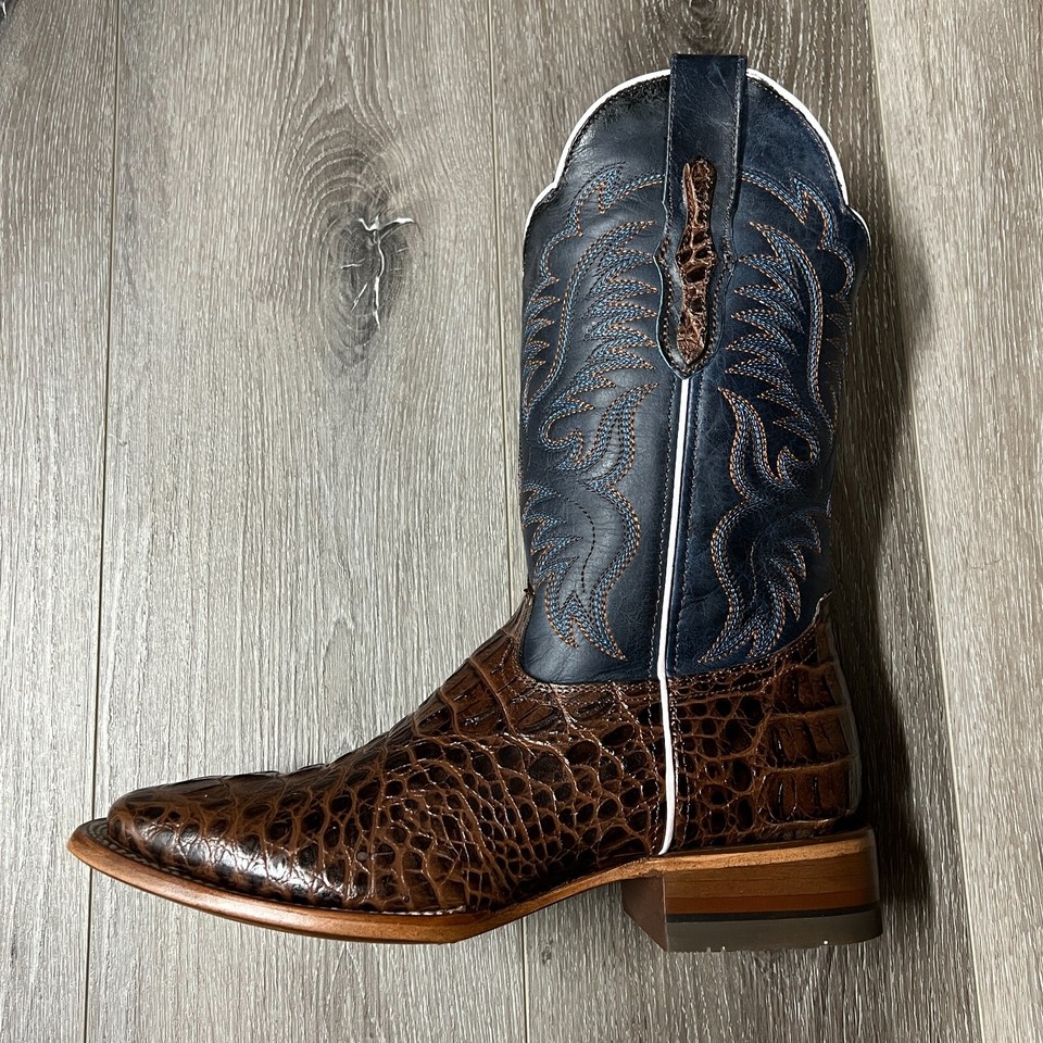 MEN'S RODEO COWBOY ALLIGATOR NECK PRINT WESTERN SQUARE TOE BOOTS MEXICO ...