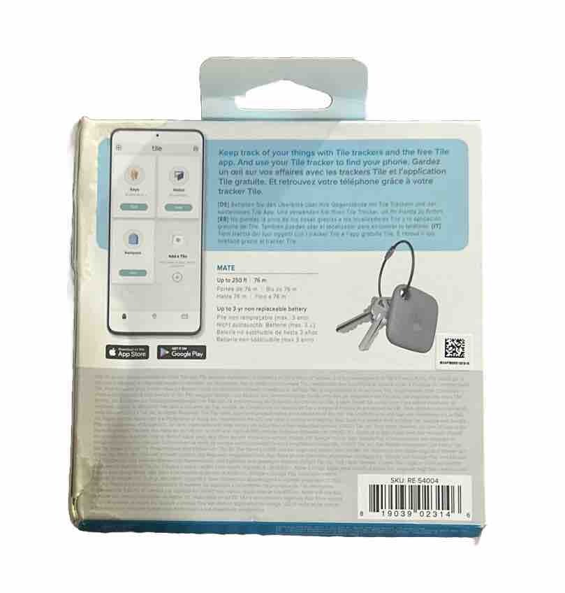 New - TILE MATE - 4 Pack, Gray, Bluetooth Tracker, Keys Finder, Item ...