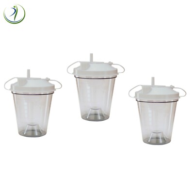 3X Medical Suction Canister 800mL Turret Lid Float Valve Rigid Plastic ...