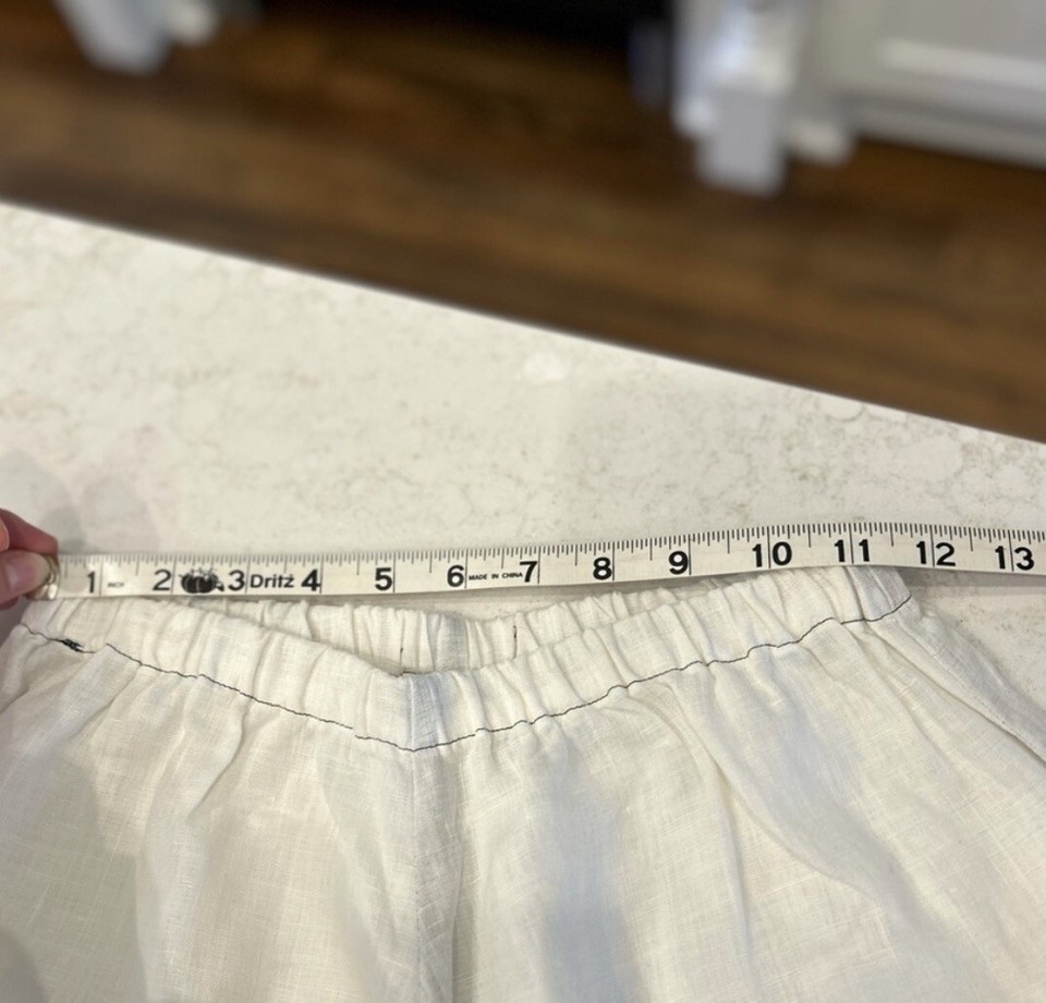 Sarah Clemens Custom Linen White Ivory Ruffle Flower Bloomers & Top Set ...