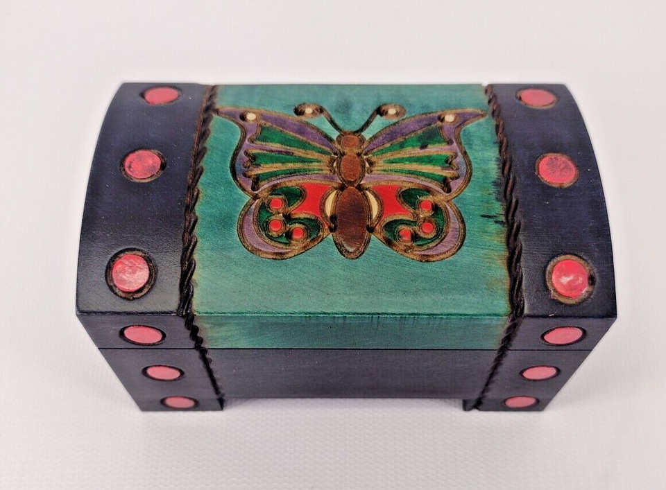 Polish Handcarved Wooden Box - Butterfly Chest Box - Keepsake Gift Box ...