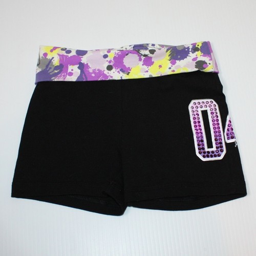 Justice Girl's Black Fold Over Waistband Athletic Bike Shorts in size 7 ...