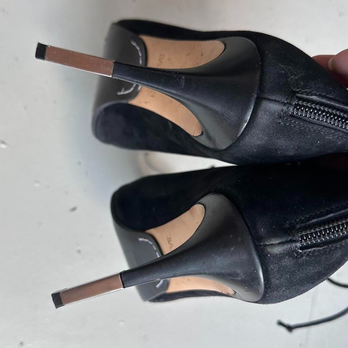 Balmain black suede leather lace-up open toe stiletto heels Balmain black suede leather lace-up open toe stiletto heels