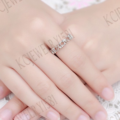 Semi Mount Diamond Gemstone 4-4.5mm Round Cut Fine Ring Sterling Silver ...