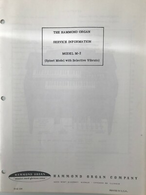 Hammond Organ Model M-2 Spinet with Selective Vibrato Service Manual | eBay