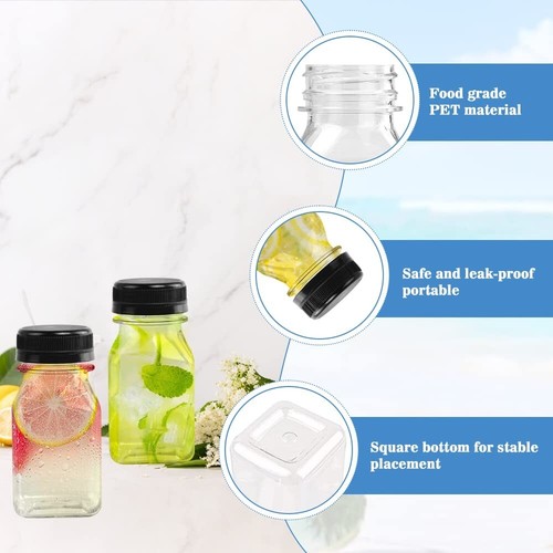 12X Mini Juice Bottles 4oz Plastic Shot Bottles Clear Drink Containers ...