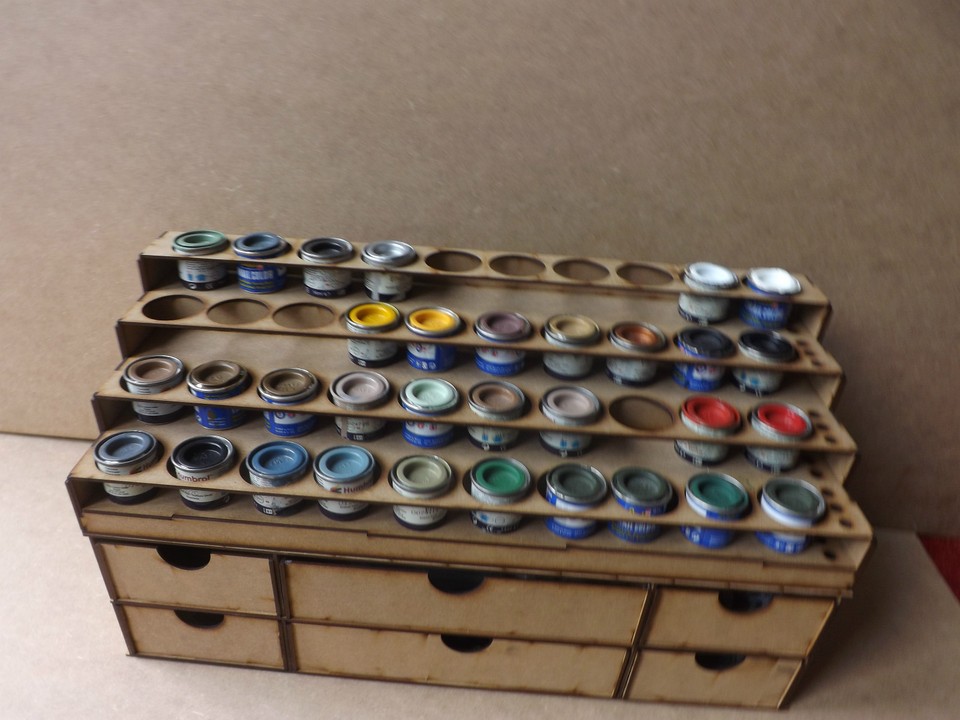 Paint Stand 40 Tins rack storage drawers Humbrol Revell Enamel, wargame ...