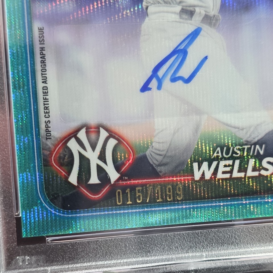 Austin Wells 2024 Topps Chrome Update AQUA WAVE Refractor RC AUTO /199 ...