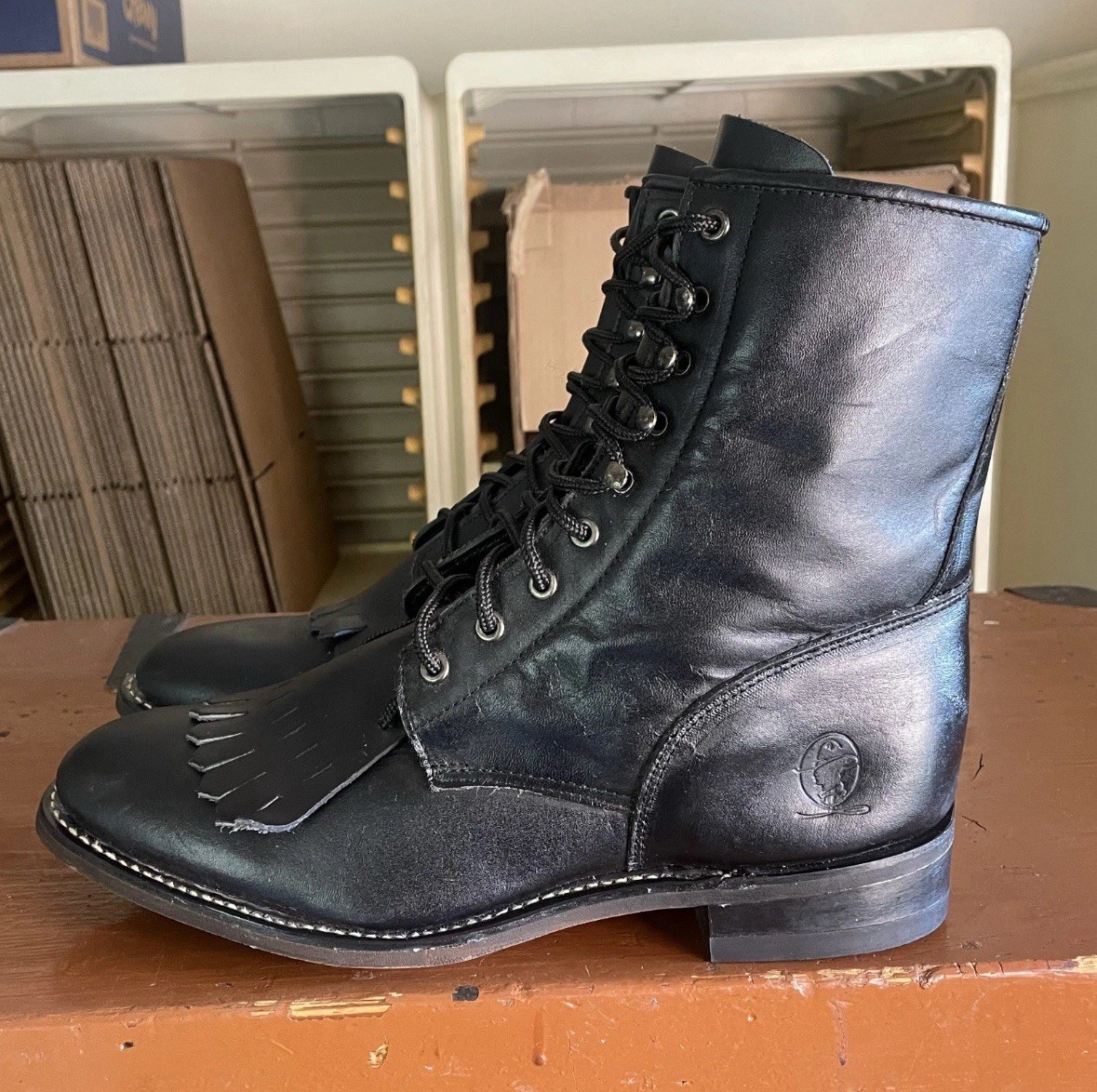 DURANGO Men's Size 11.5 EE Kilte Black Leather Lace-Up Western Boots ...