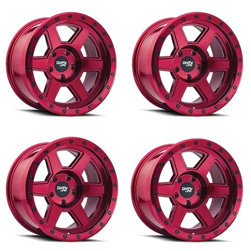 Set 4 17" Dirty Life Compound 17x9 Crimson Candy Red 5x5 Wheels -12mm ...