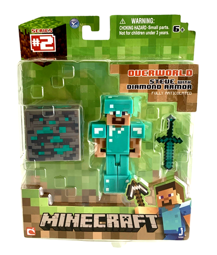Minecraft Overworld Steve with Diamond Armor Articulated Action Figure ...