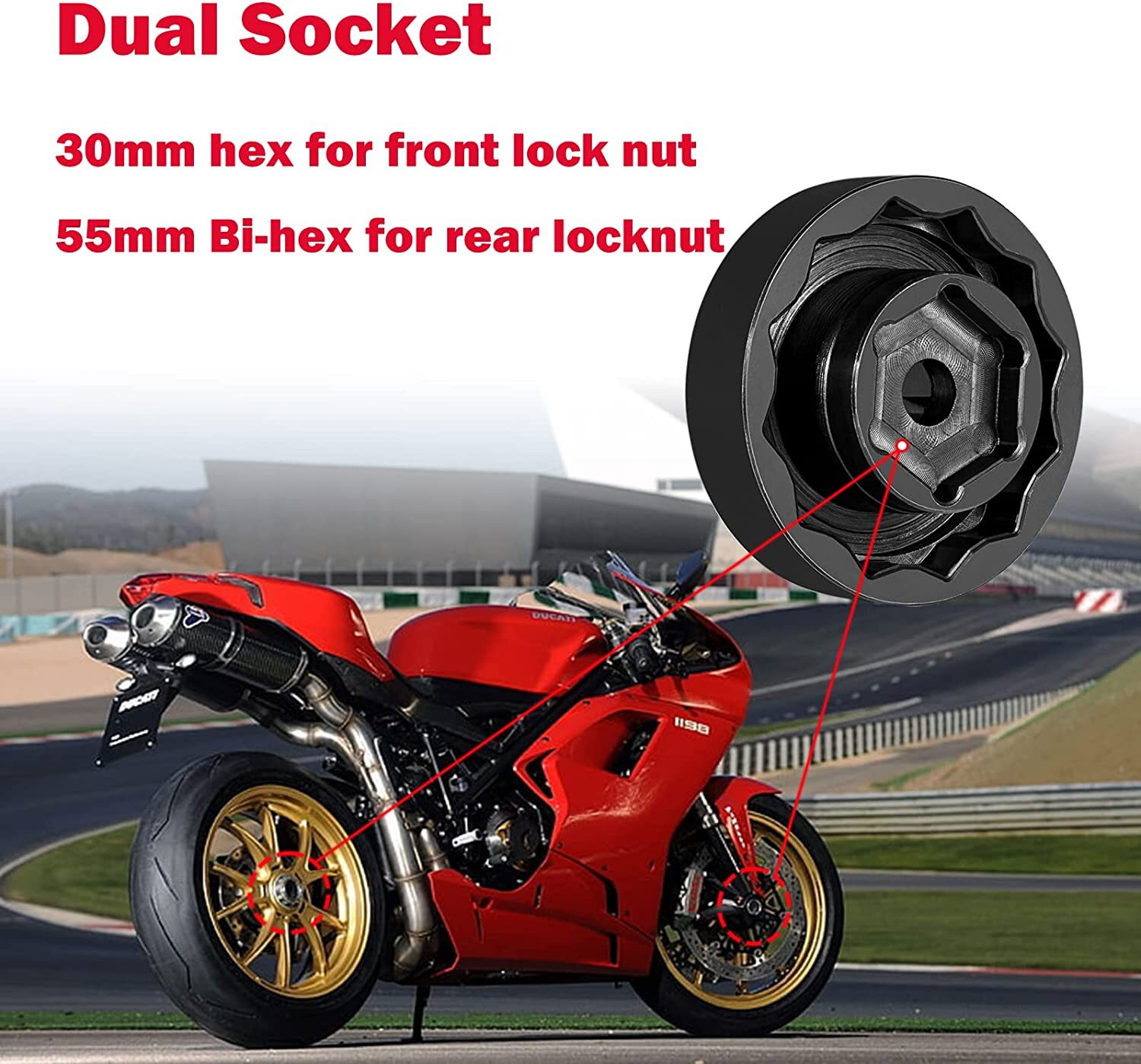 Front Rear Wheel Socket Nut Tool For Ducati 1098 1198 1199 Multistrada ...