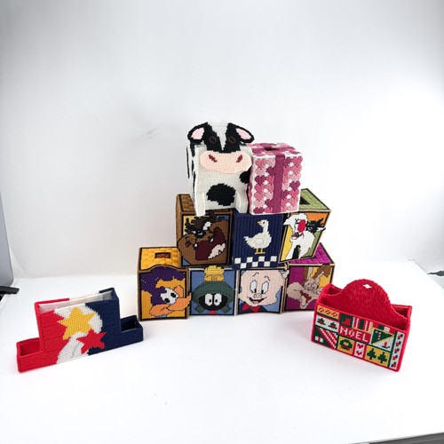 Lot of Handmade Plastic Yarn Tissue Box Covers & Holders Looney Tunes ...