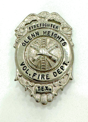 Glenn Heights, Texas SMALL Metal Volunteer Fire department Badge ...