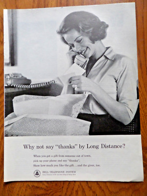 1963 Bell Telephone Ad Say Thanks by Long Distance | eBay