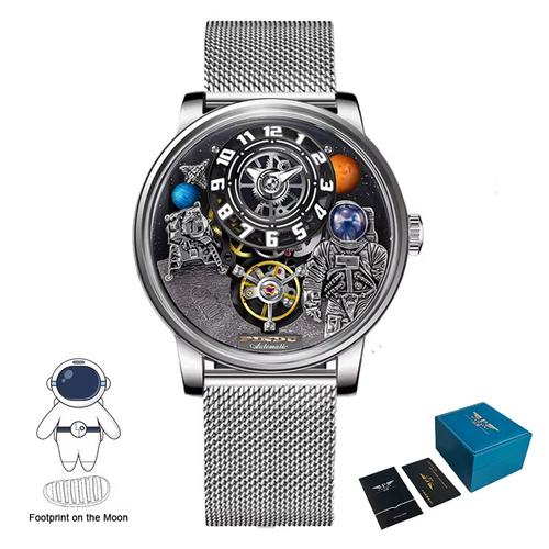 PINDU Design Automatic Men's Watch Space Series Three-Dimensional Dial ...