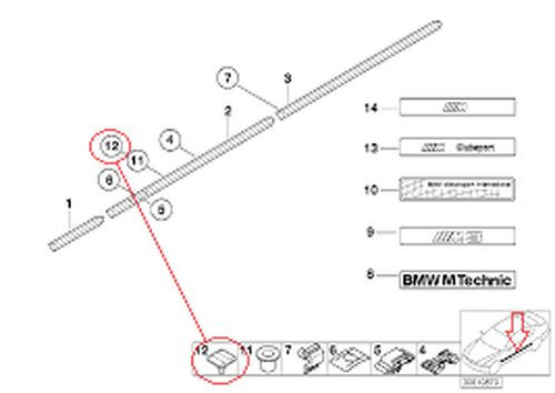 BMW 3 Series E36 Body Side Molding Clips - SET OF 8; 51711929320 | eBay