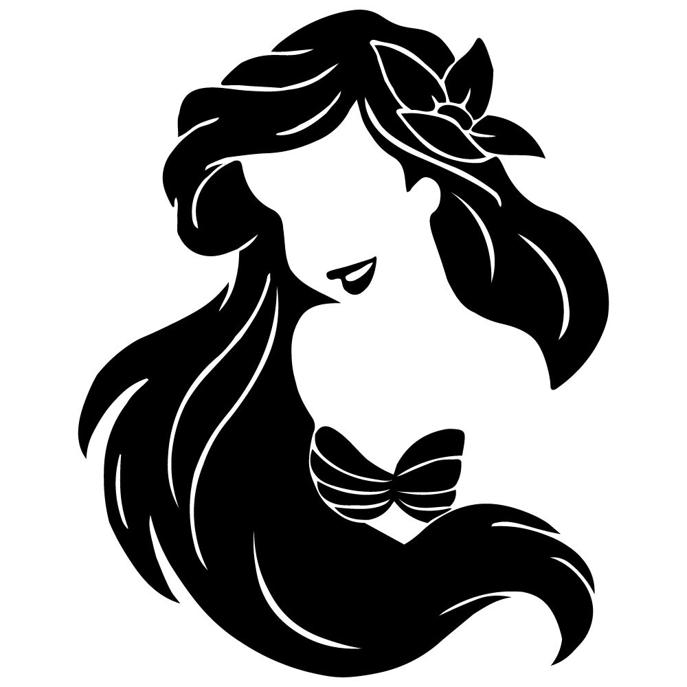 Disney Prinsesse Silhuett Ariel 6.2" ARIEL SMILE Vinyl Decal Sticker