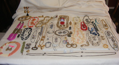 Vintage Jewelry Lot 30 Necklaces 37 Sets Earrings Brooches #G 6 lbs | eBay