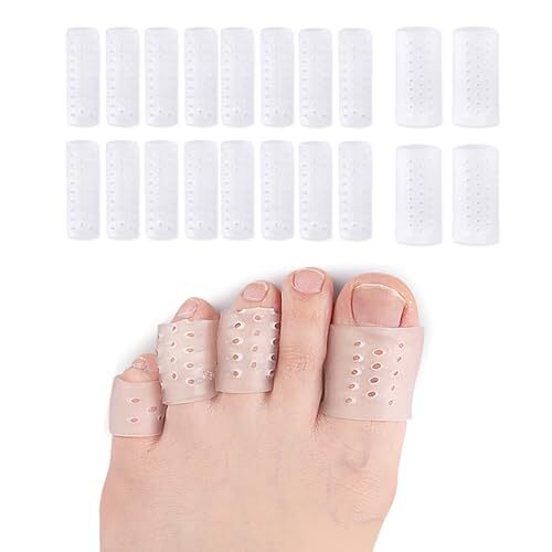 Silicone Toe Sleeves Tube 20 Pack - Cuttable Soft Gel Toe Protectors ...