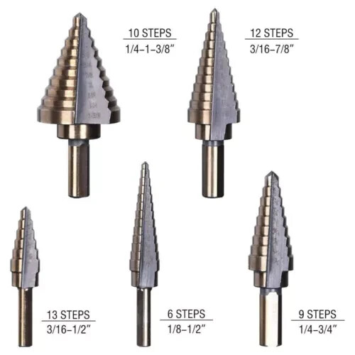 5Pcs HSS Cobalt Hole Large Metal Step Drill Bit Set Titanium Cutter ...