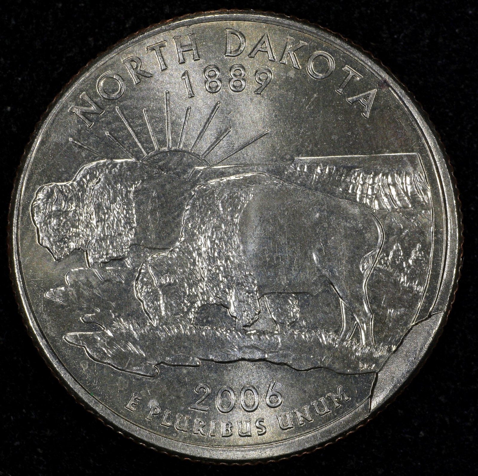 2006 P North Dakota Die Break Cud US Mint Error Coin Statehood Quarter ...